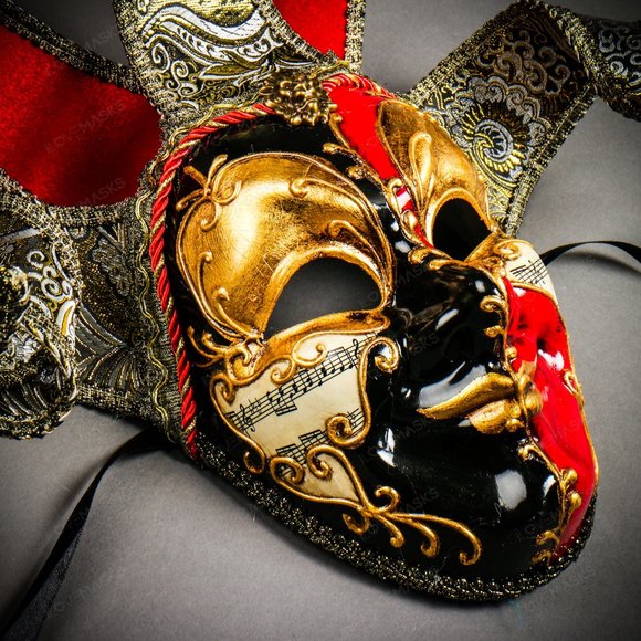 ILOVEMASKS | Accessories | Jester Face Venetian Masquerade Mask Red ...